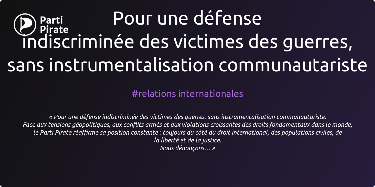 Parti Pirate - Pour une défense indiscriminée des victimes des guerres ...