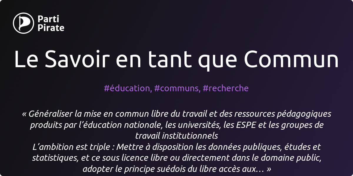 Parti Pirate - Le Savoir en tant que Commun