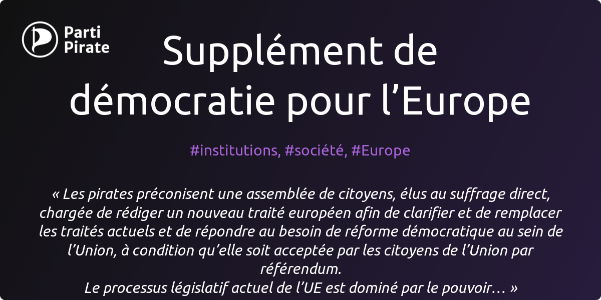 Parti Pirate - Supplément de démocratie pour l’Europe