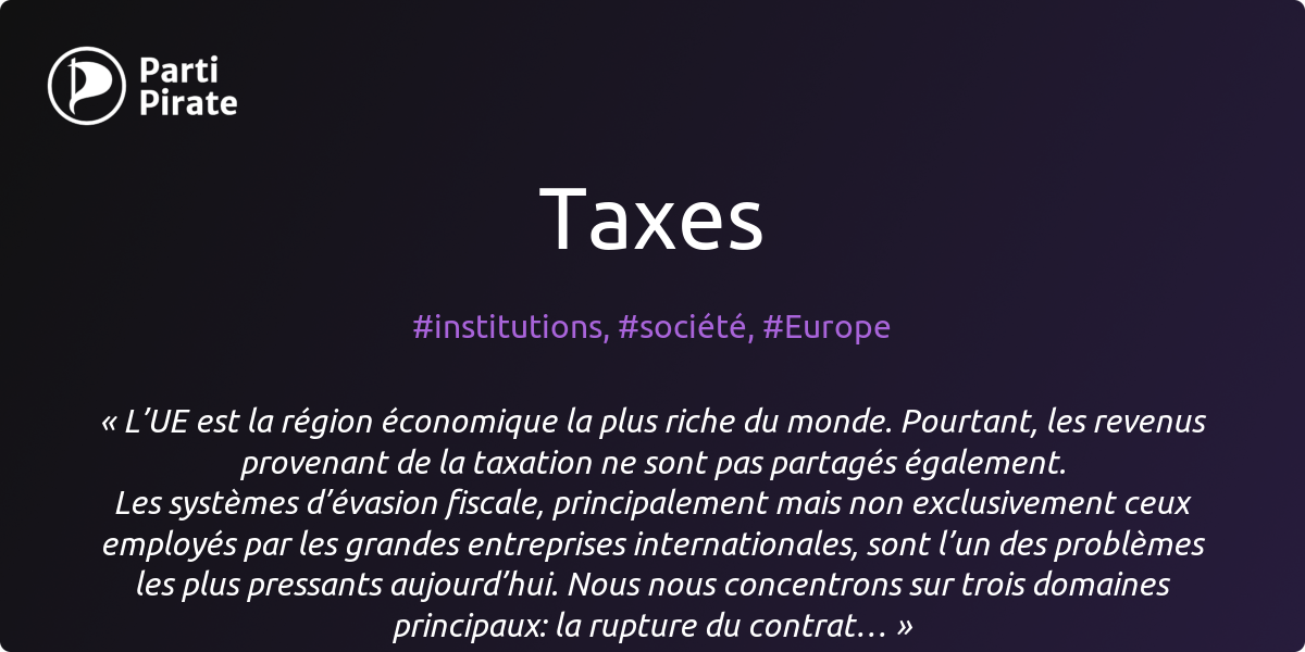 Parti Pirate - Taxes
