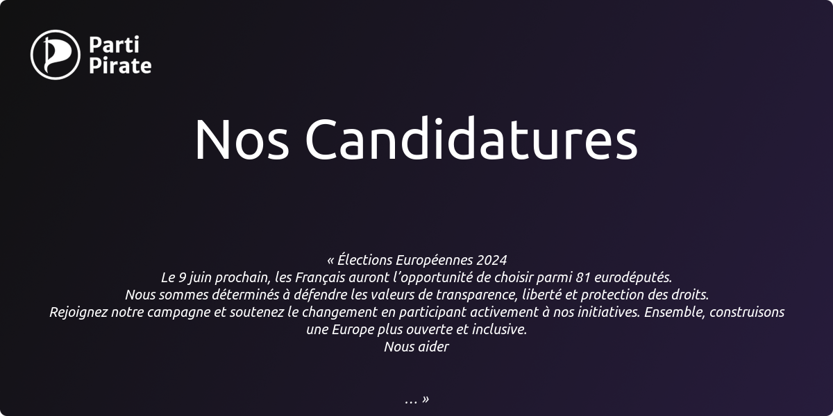 Parti Pirate - Nos Candidatures