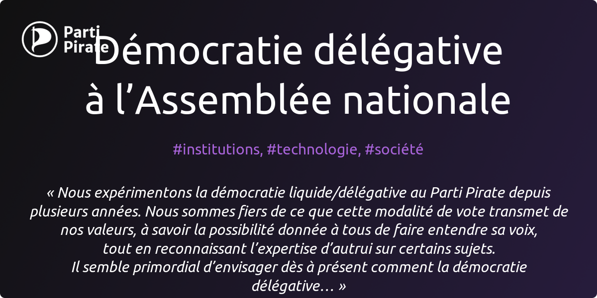 Parti Pirate - Démocratie délégative à l’Assemblée nationale